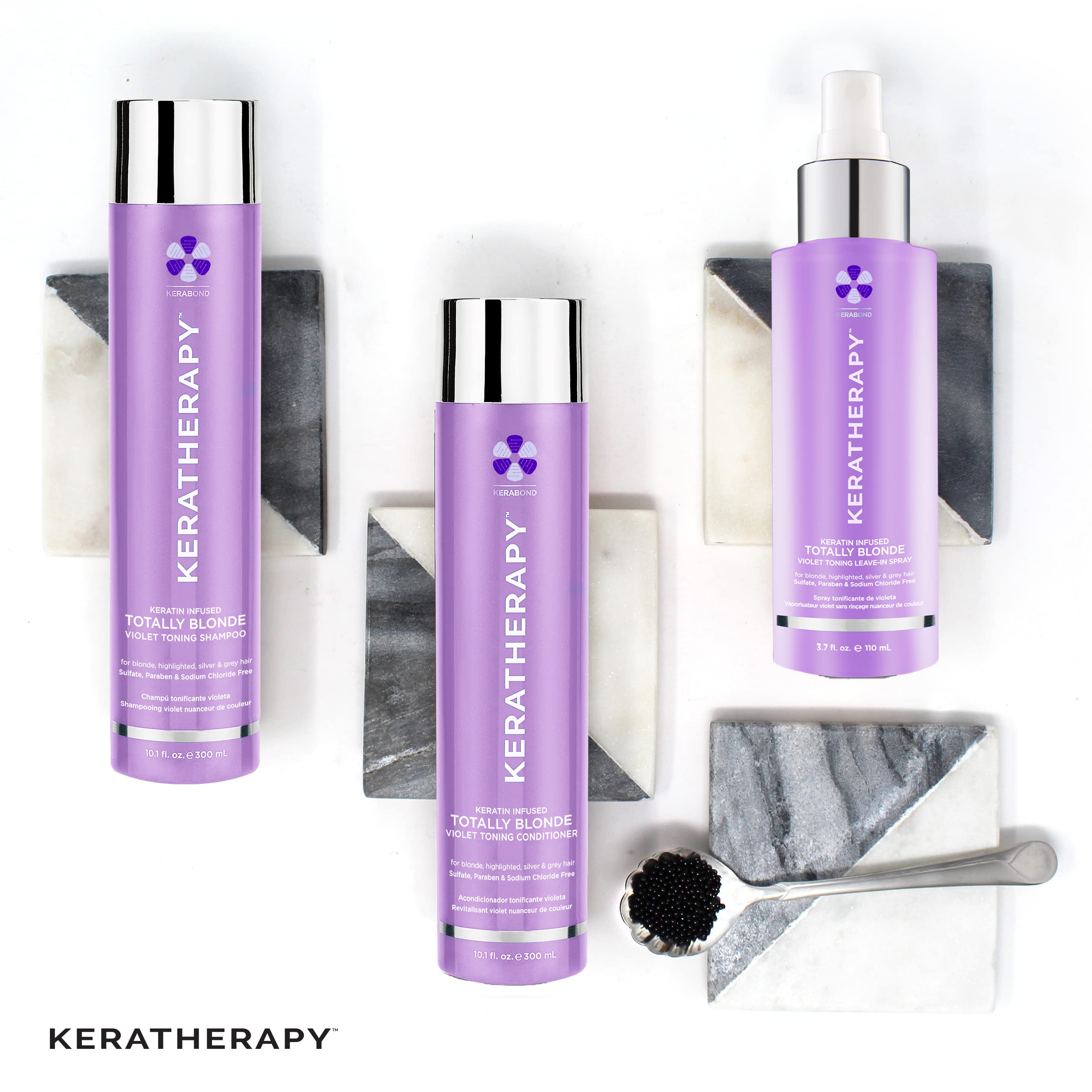 KERATHERAPY Keratin Infused Totally Blonde Violet Toning Conditioner, 10.1 fl. oz., 300 ml - Keratin Therapy Purple Conditioner for Blonde Hair, Brassy, Silver, & Highlighted - Sulfate & Paraben Free