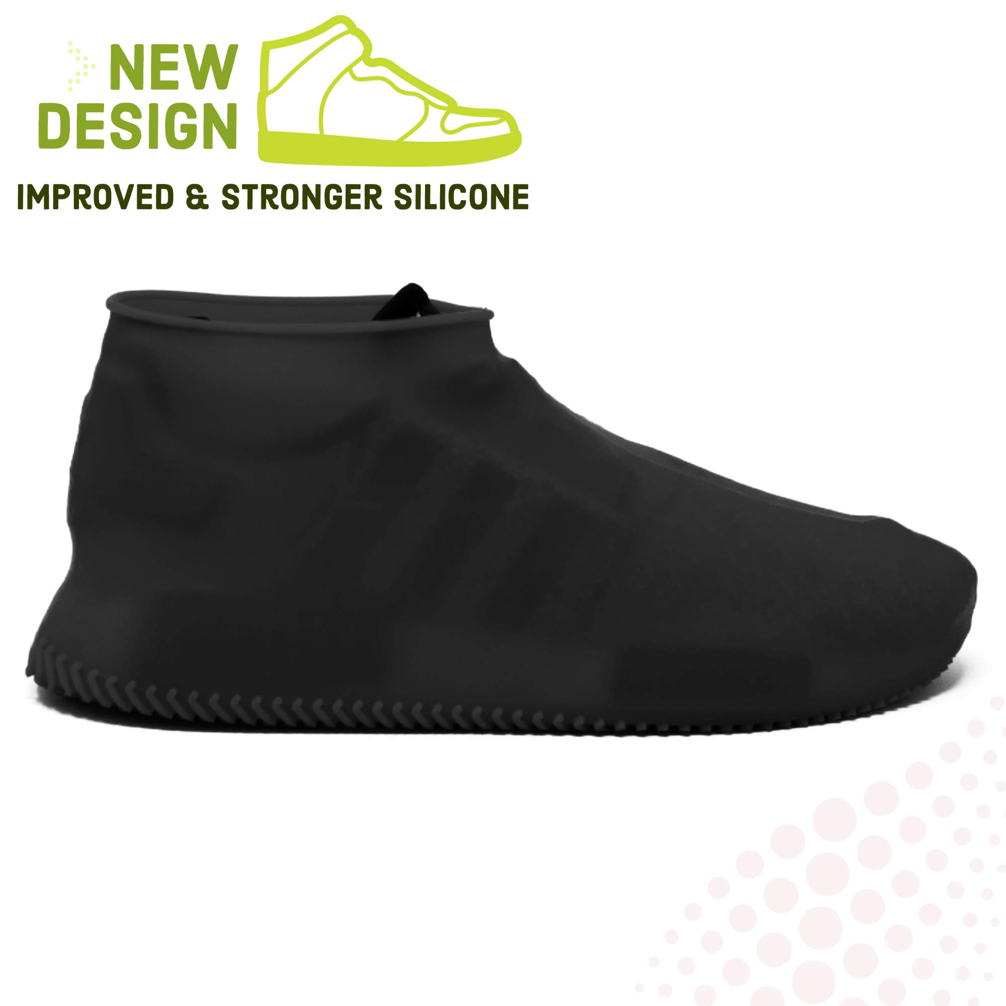 BOVAI - Waterproof Shoe Covers Reusable Rain Shoe Cover Silicone Magic Shoe Running Cover Work Rubber Protector (Black, Extra Large)