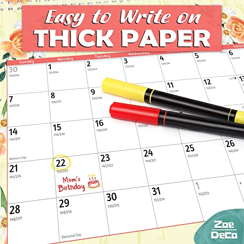 Zoe Deco 8x6 Inch 18-Month Standing Desk Calendar, Jul 2023 - Dec 2024 Tent Style Flip Calendar, Blossoms