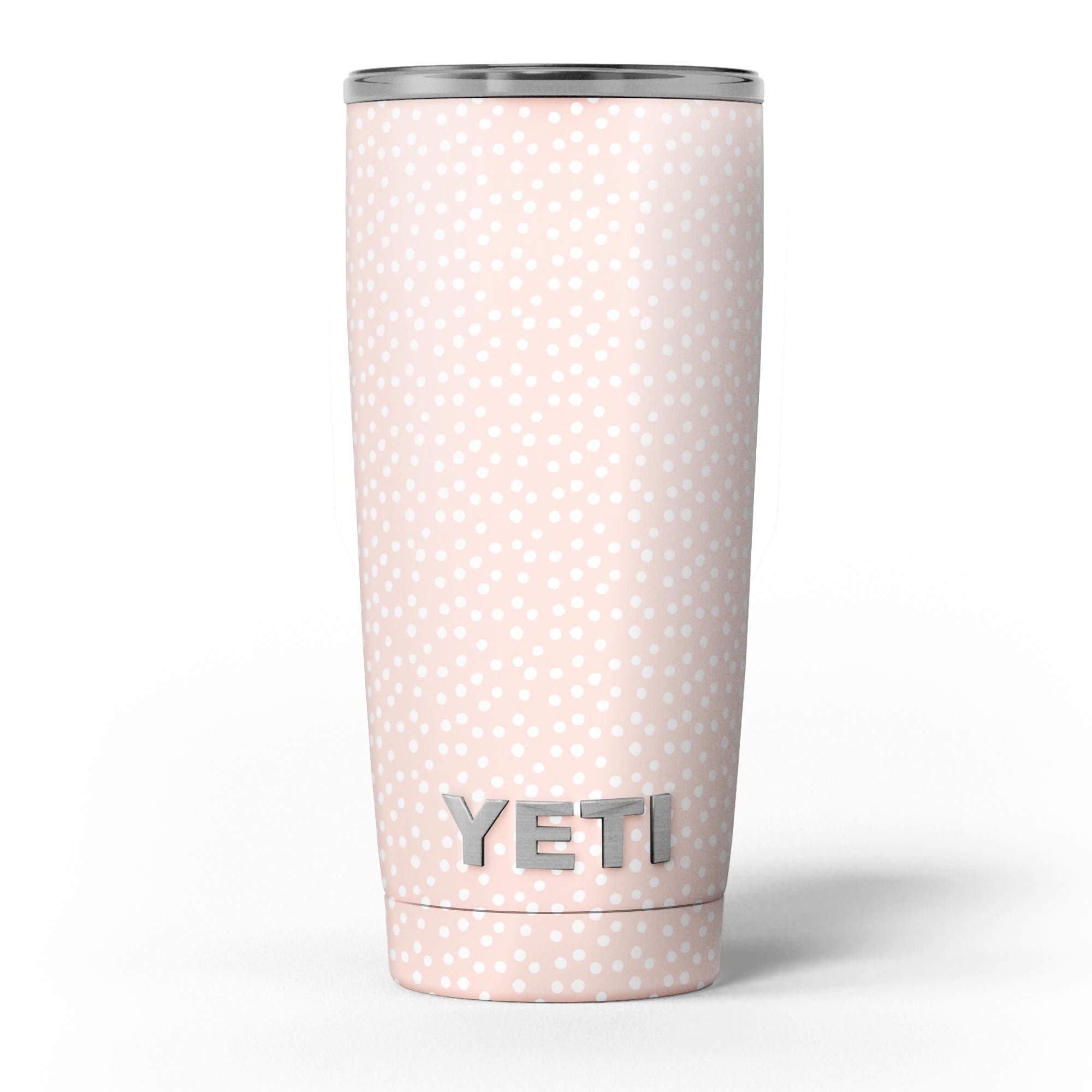 Design Skinz The Coral and White Micro Polka Dots - Skin Decal Vinyl Wrap Kit Compatible with The Yeti Rambler Cooler Tumbler Cups