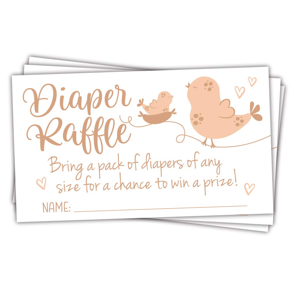 50 Baby Bird Diaper Raffle Tickets - Girl Baby Shower Game