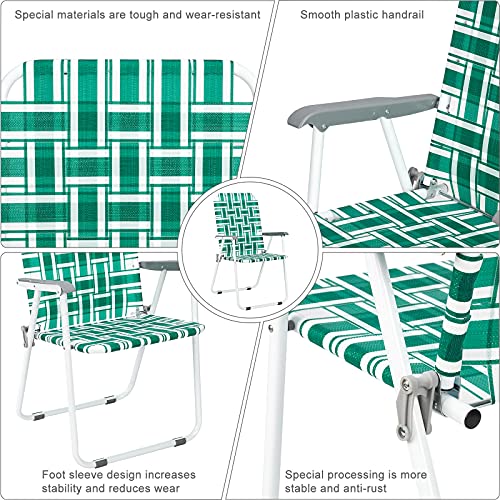AFFAVON Folding Lawn Chairs Patio Chairs Beach Chairs 2 Packs - Lightweight, Sturdy, Comfortable, Portable, and Stylish Webbed Camping Chairs for Yard, Garden (Light Green)