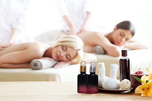 RORANIC Eye Dropper Bottles 1oz,Black Rose Red Mixed Oval Glass Bottle Travel Size 30ml 6 Pack with Golden & Silver Caps for Cosmetic Sample Container for Essential Oils,Perfume (Black Rose Red)