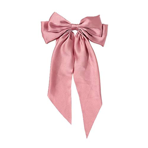 Ribbon Hairclip Vintage Satin Bow Bowknot Hairpin Women Hair Clip (Pink) 1 Count (Pack of 1)