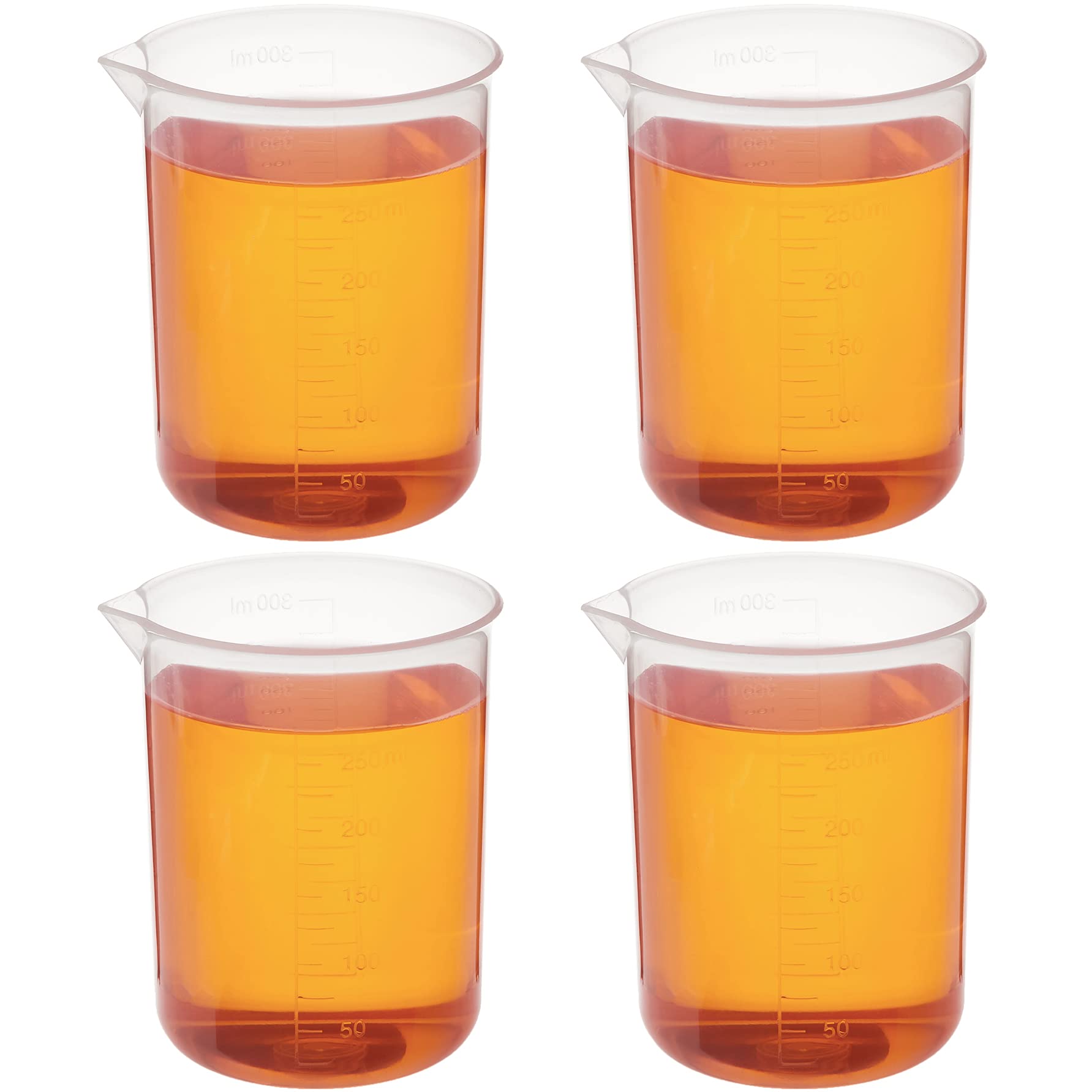 Plastic Beakers Set - Education, Research Equipment, Industrial & Academic Labs - Polypropylene Plastic - Science Lab Equipment, Home Experiments, Classroom Teaching Supplies (250mL, 12-Pack)