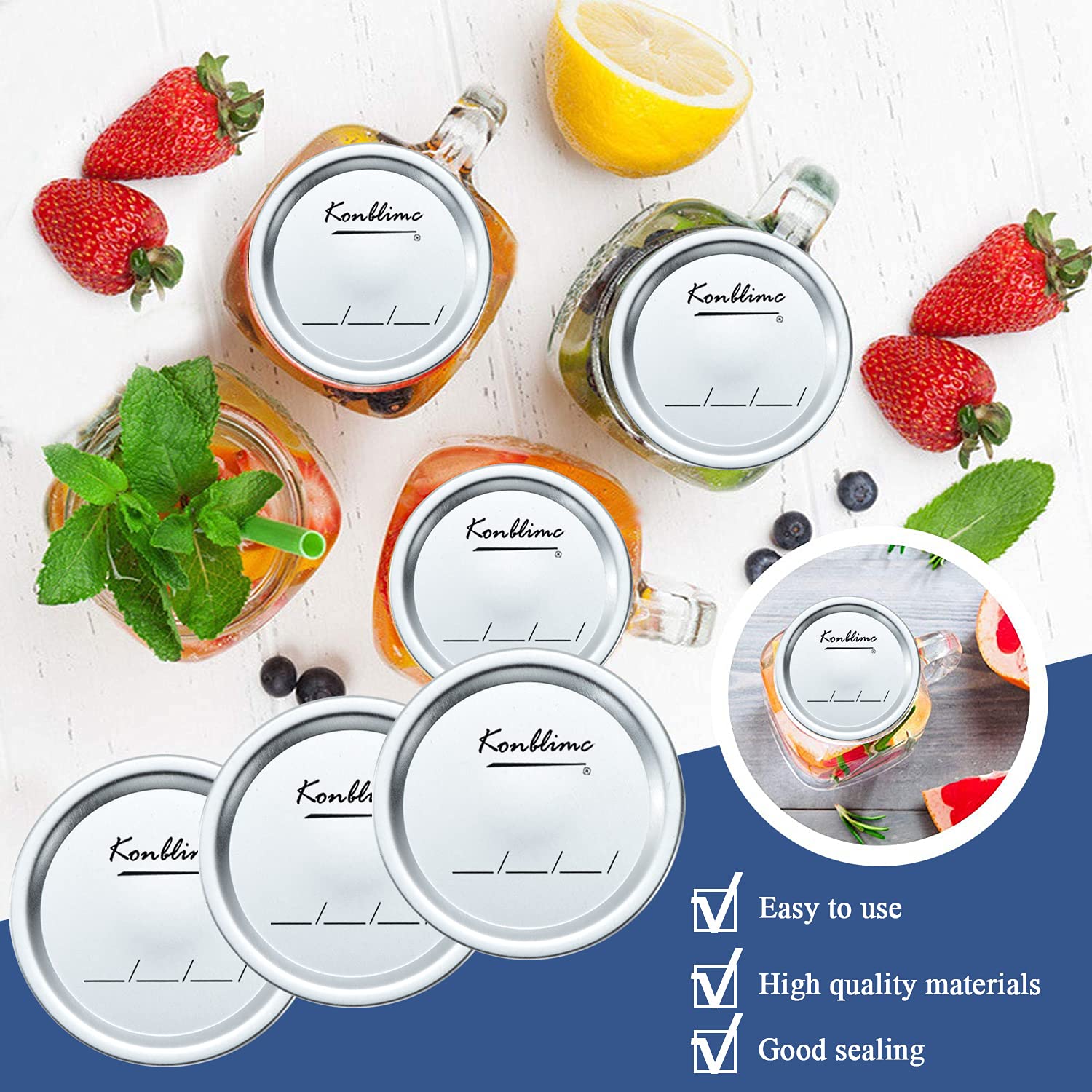 200-Count Canning Lids, Regular Mouth Canning Lids for Ball, Kerr Jars, Split-Type Metal Mason Jar Lids and Secure Canning Jar Lids, 100% Fit for Regular Mouth Jars Lids(200-Count, 70mm)