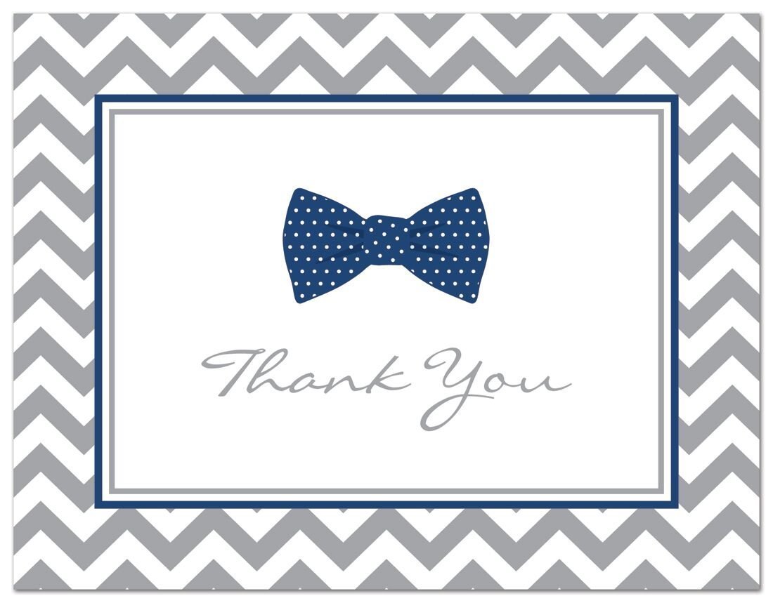 50 Cnt Little Man Bow Tie Baby Shower Thank You Cards (Navy)