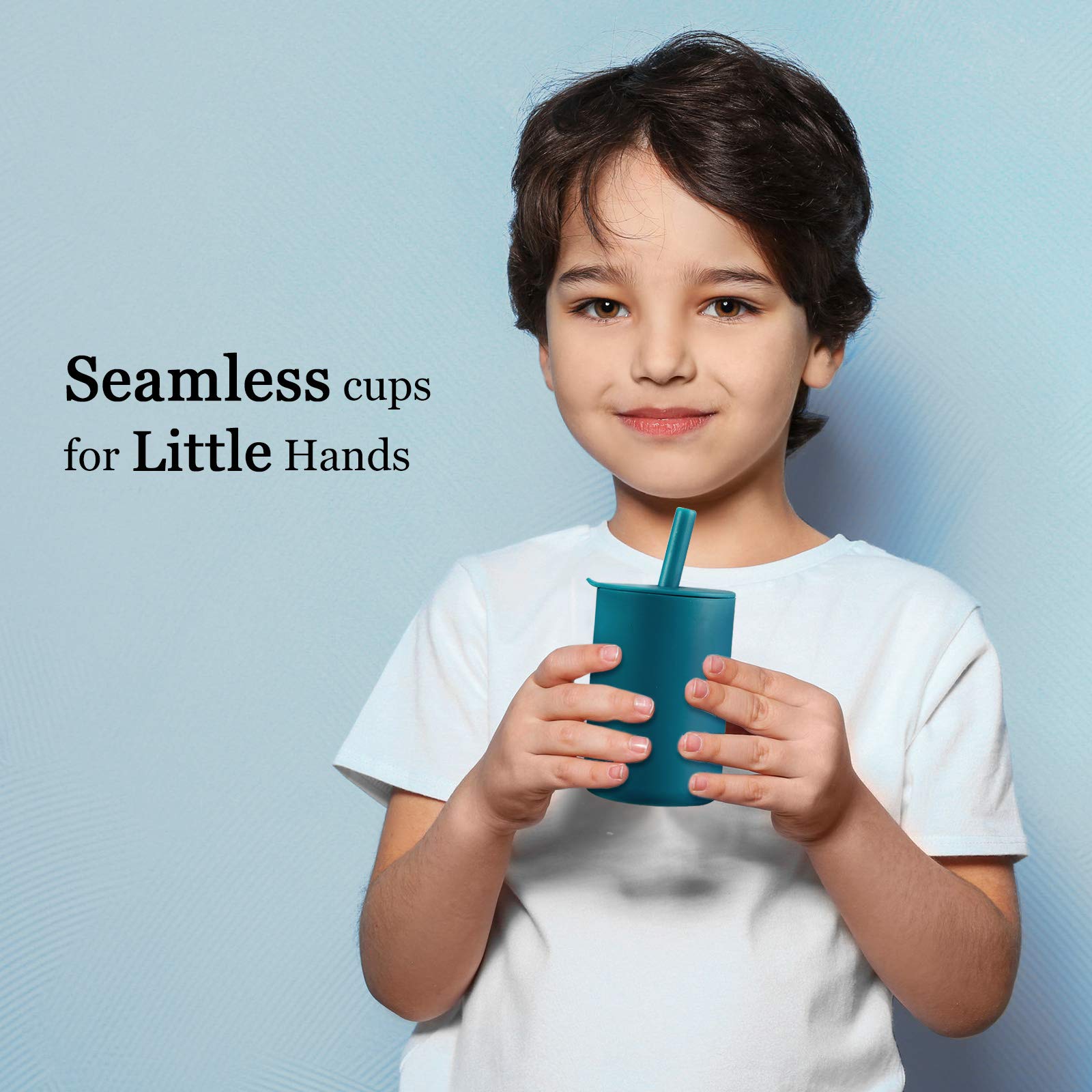 Geiserailie Mini Baby Silicone Cups with Straw Reliable Lid Sippy Cup Reliable 6 oz Unbreakable Training Cup for Toddler (Yellow, Blue, Brown,3 Pieces)