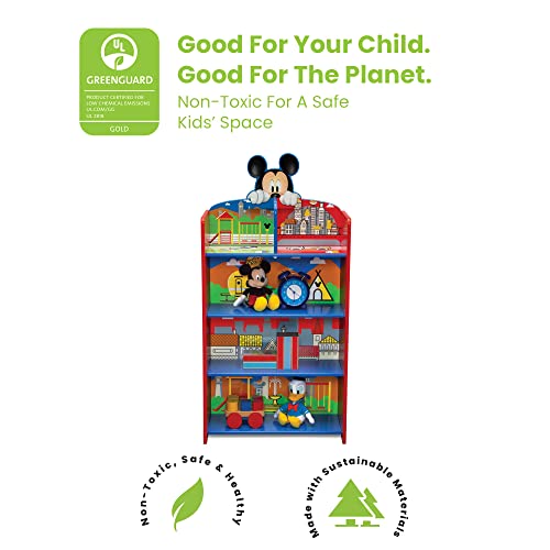 Delta Children Wooden Playhouse 4-Shelf Bookcase for Kids, Mickey Mouse