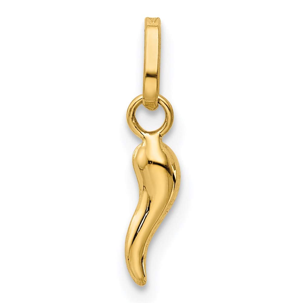 14K Yellow Gold Polished Mini Italian Horn Charm Pendant