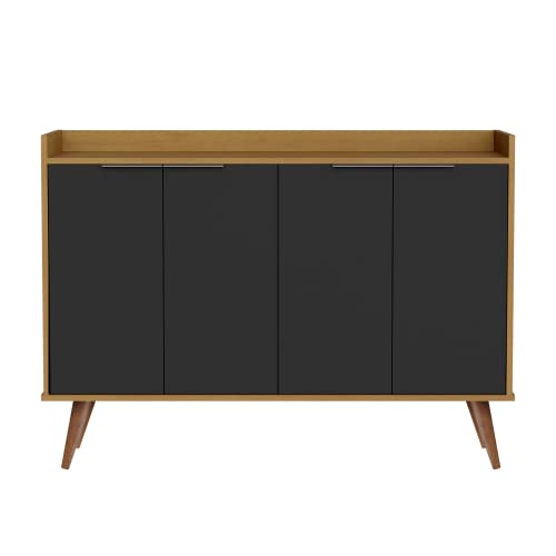 4 Doors Buffet Cabinet Sideboard Scandinavian Style (Nature - Black) (JB4116)