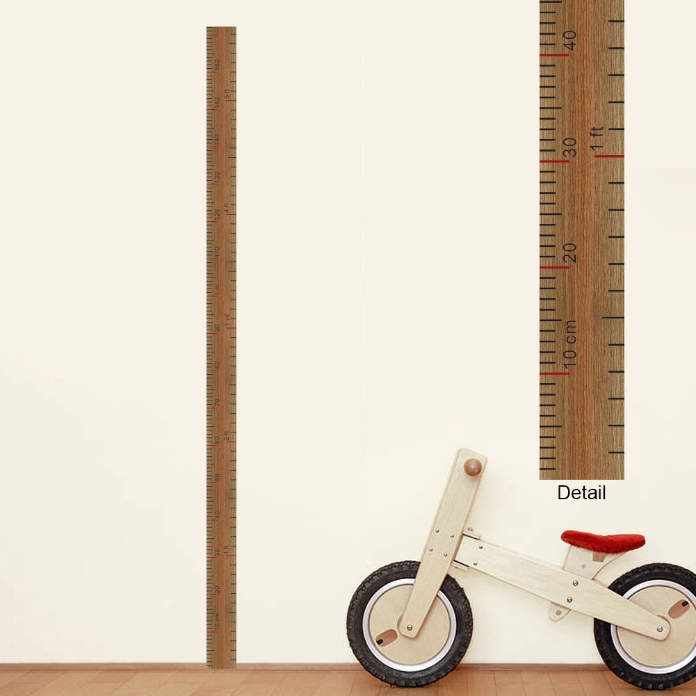 BIBITIME Nursery Growth Chart for Kids Room Decor Measuring Ruler ft Height Chart Wall Decal Classroom Bedroom Living Room Back Door Porch Vinyl Sticker