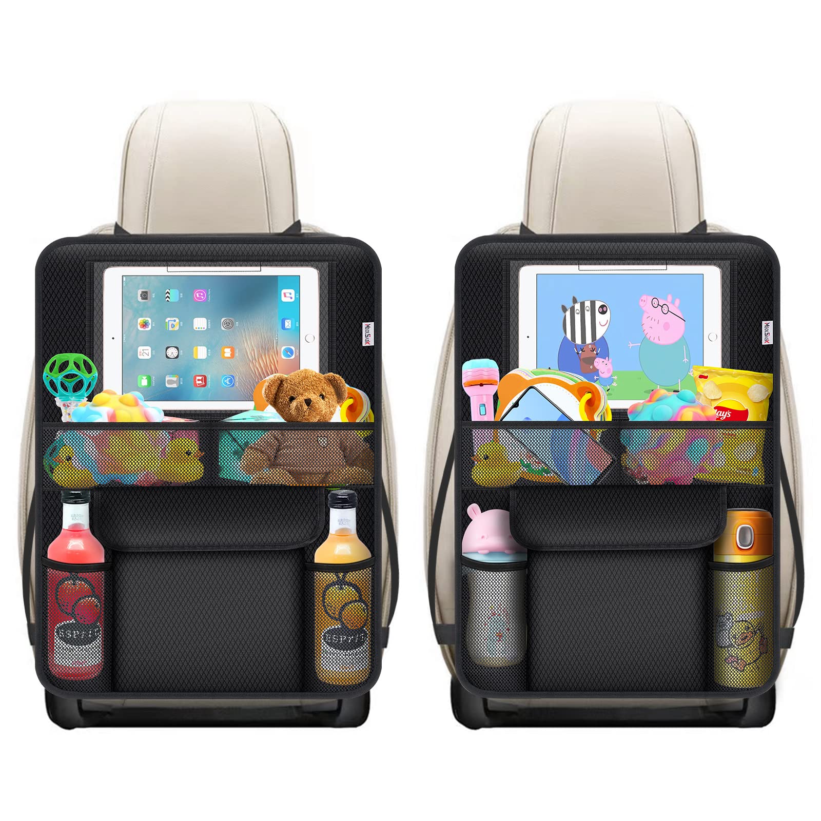 Kick Mats Back Seat Protector, 2Pack Waterproof Oxford Seat Back Protector, Car Seat Back Protector for Kids, Back of Seat Protector for Kids Feet Car Seat (2pc with Table Pocket)