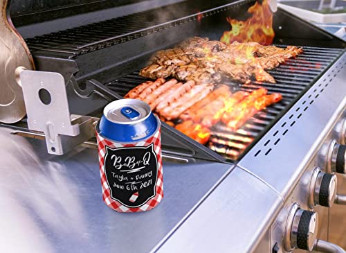 BBQ Baby Shower Decorations BaBy-Q Personalized Text Coolie 24-pack Personalized Can Coolies Red