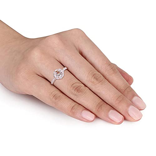 2 1/2 Ct Round Shape Simulated Pink Morganite & White Cubic Zirconia Twisted Wedding Engagement Ring In 14K Rose Gold Plated 925 Sterling Silver (2.50 Cttw) Ring Size - 4.5
