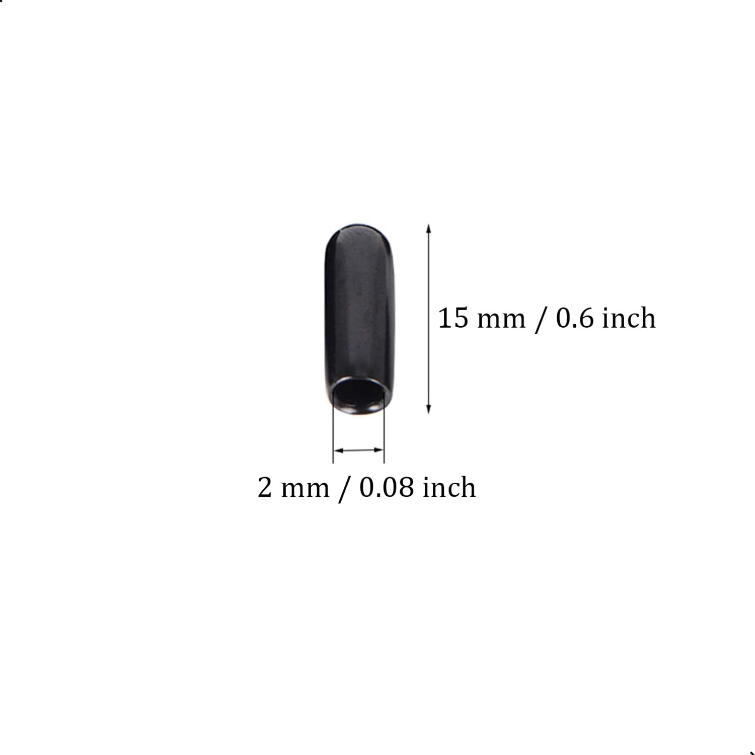 50pcs Screw Thread Protectors 2mm ID Rubber Round End Cap Cover Flexible Tube Caps Tubing Tip, 15 mm Long (Black,Inner Dia 2mm)