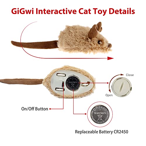 Gigwi Cat Toys for Indoor Cats, Interactive Cat Toys for Cat Exercise, Automatic Moving Kitten Toys with Real Mouse Sound