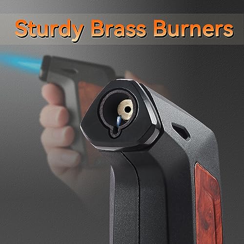 2 Pack Torch Lighter, Zoocura Single Jet Flame Butane Lighters Refillable Torch Lighters Adjustable Gas Lighter Windproof Lighters for Men BBQ Grill Camping (Fuel Not Included)