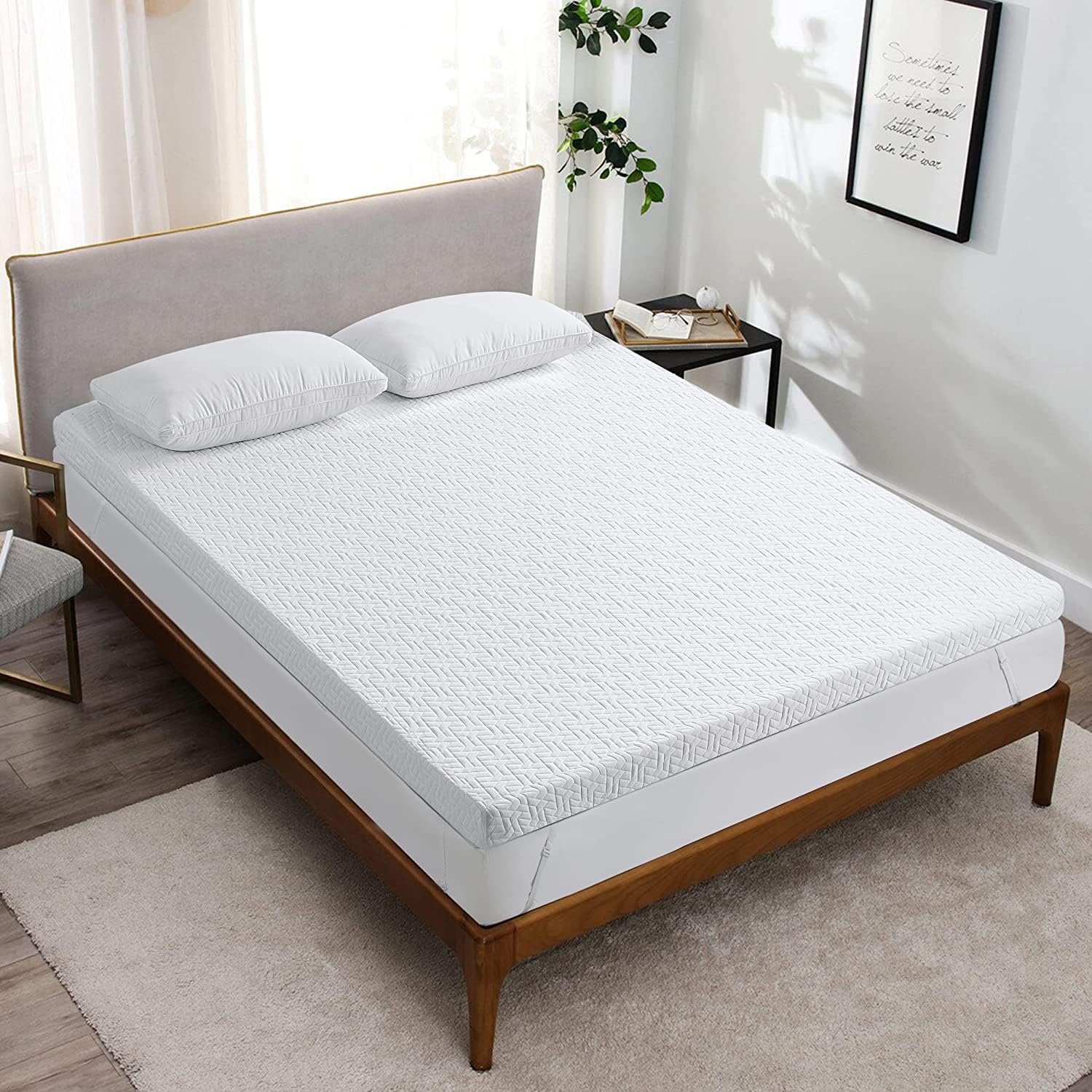 3 Inch Gel Memory Foam Cooling Mattress Topper Queen Size, Mattress Pad Cover for Pressure Relief, Bed Topper with Removable Cover,Soft & Breathable