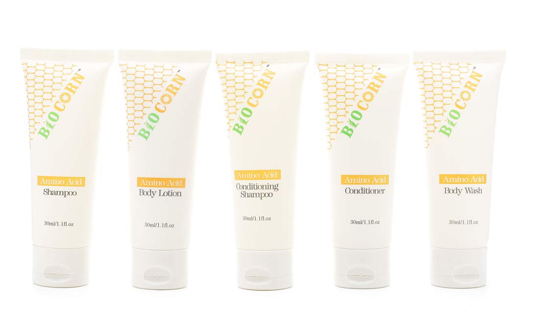 BIO CORN Travel Size Shampoo and Conditioner 2 in 1, Hotel Toiletries Bulk (200 Pack, 1.1oz/30ml) ,Degradable Tube -Cornstarch Material