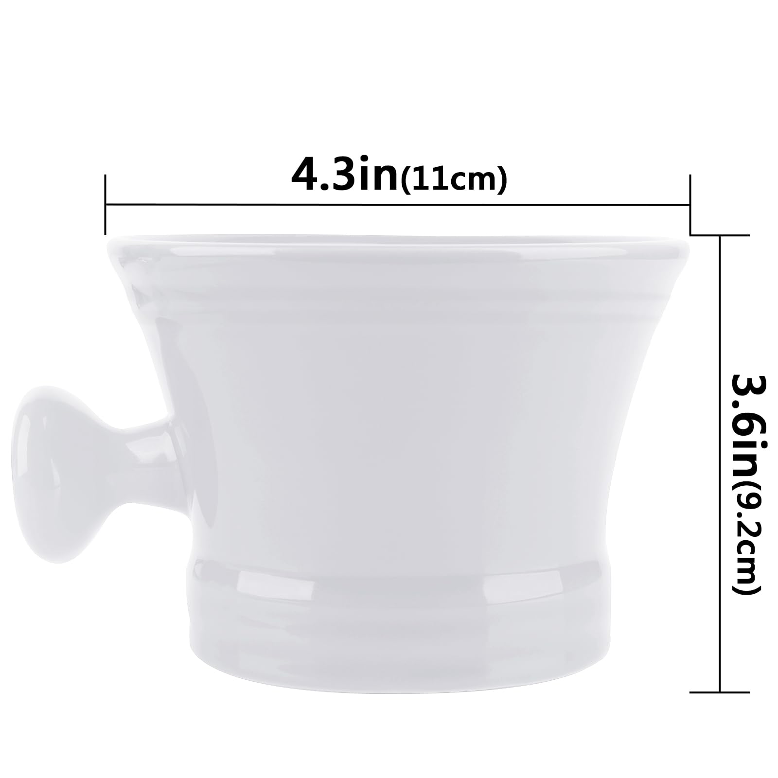 Linkidea Ceramic Shaving Mug with Knob Handle, Deep Size Wet Shaving Cup, Razor Shave Soap and Cream Bowl for Men, White