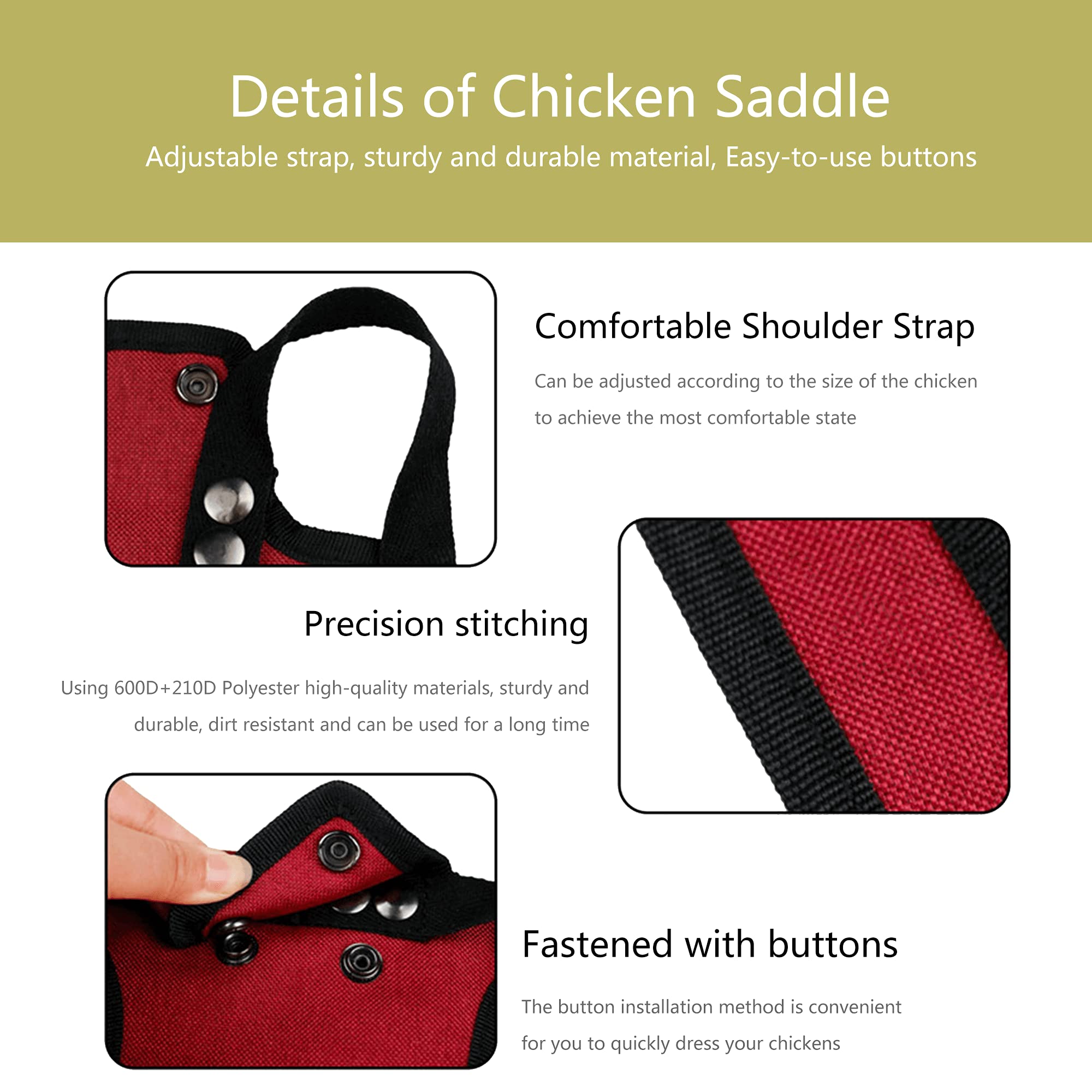 3 Pieces Premium Chicken Saddles with Adjustable Strap, Hen Saddle Sweater Clothes, Birds Protector for Back and Sides, Poultry Accessories for Hens, Suitable for 5-7.6lbs, Red & Blue & Purple