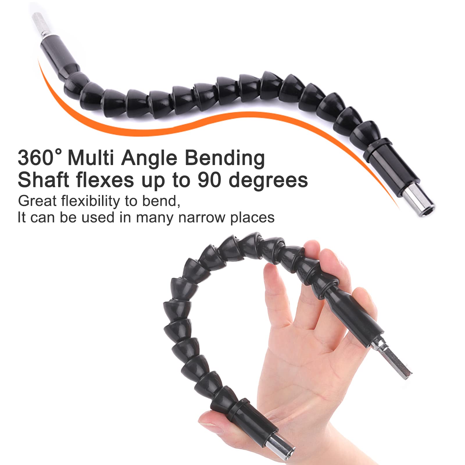 23pcs Flexible Drill Extension - 1/4" Magnetic Hex Soft Flexible Shaft Extension Bits - 9 Universal Nut Driver Drill Bit Set And 12 Screwdriver Bit Sets Included - Flex Bit Extension For Furniture