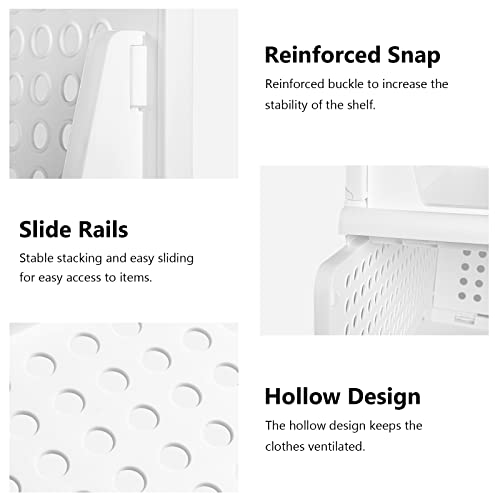 8 Pcs Stackable Storage Drawers Closet Organizers and Storage Foldable Closet Organizers Plastic Folding Box Shelves Collapsible Bin Baskets Container for Wardrobe Bathroom (White)