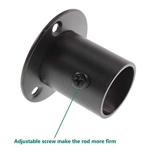 Shower Curtain Rod Holder,ULIFESTAR Closet Rod Brackets Heavy Duty Stainless Steel Pipe Pole Flange Socket Wardrobe Bracket End Supports,Easy Installation Quick Removal Black (Diameter 19mm/0.75ββ)