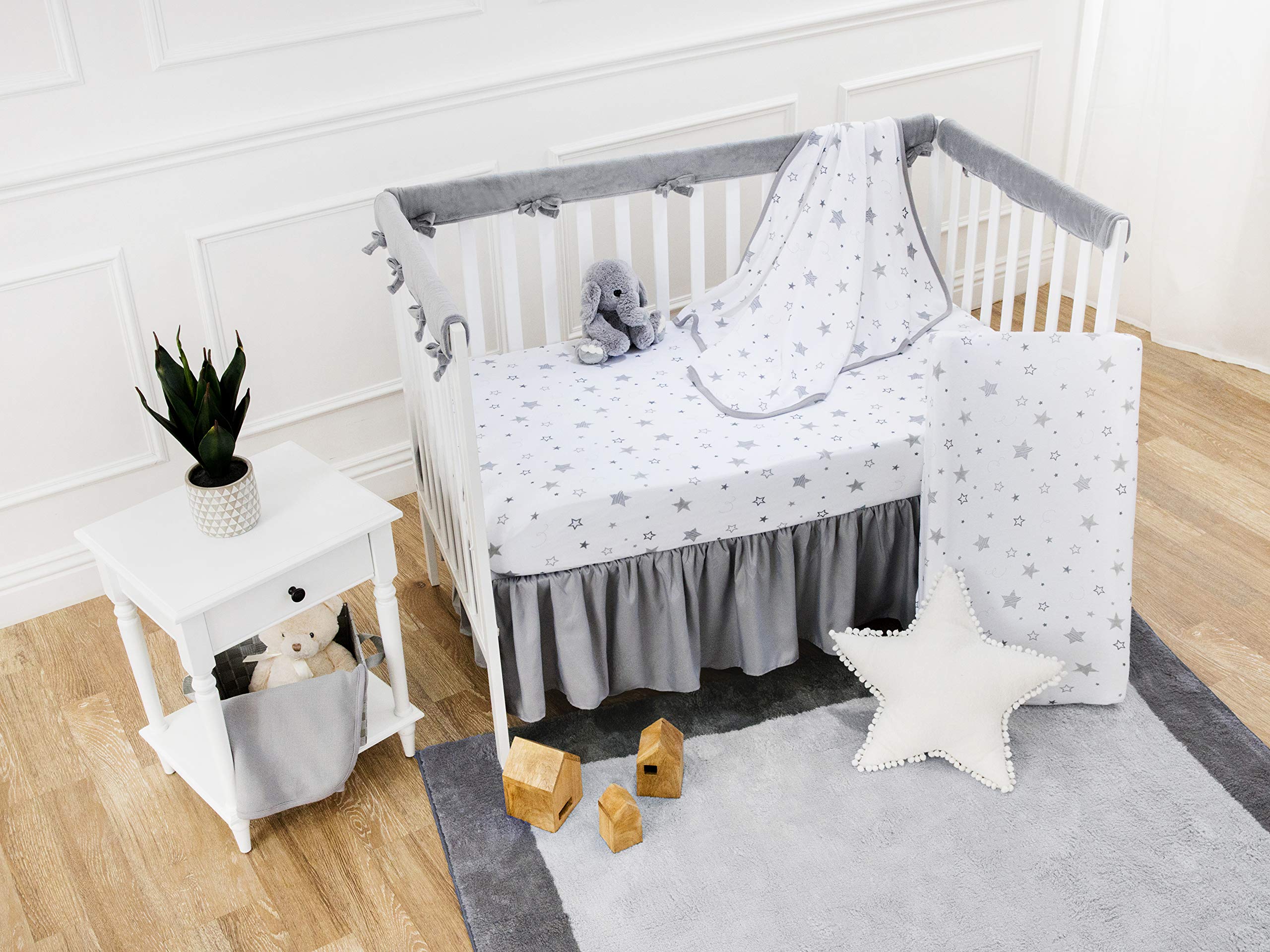 American Baby Company Ultra Soft Microfiber Ruffled Crib Skirt, Grey, for Boys and Girls