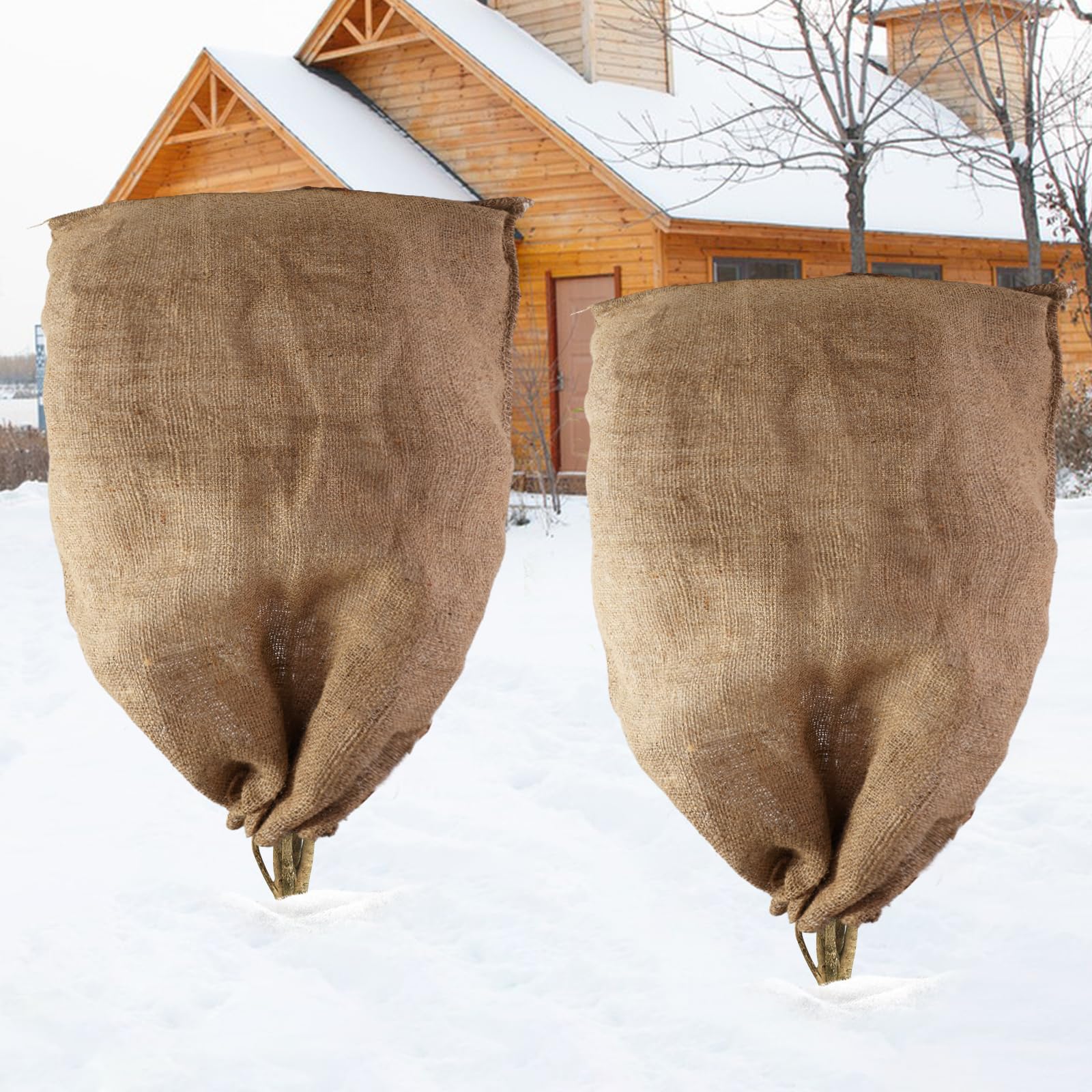 2 Pack Burlap Winter Plant Cover Bags-23.6 Ă 39.4 inch Plant Frost Protector,Reusable Plant Covers Freeze Protection Plant Frost Cloth Cold Freeze Blanket Protecting Fruit Tree Potted Plants (2PCS)