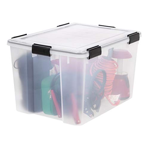 IRIS USA Weathertight 74 Quart Buckle Down Storage Latch Box Container (2 Pack)