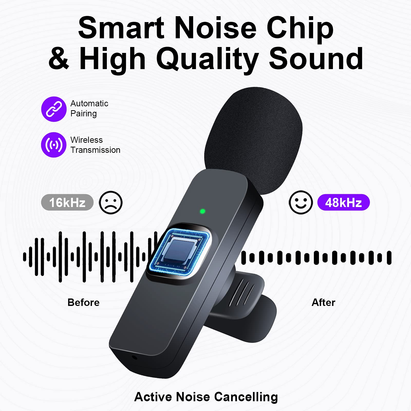 2-Pack Dienmern Wireless Microphone for iPhone Microphone for Video Recording Mini Lapel Lavalier Podcast Tiny Cordless Lav Portable YouTube Professional External Interview Clip On Microphone Wireless