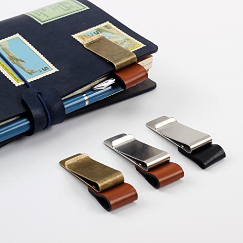 4Pcs Pen Clip for Notebook Pen Loop Holder for Notebooks PU Leather Pen Holder Pen Sleeve Pen Clips for Journal, Planner, Notebook
