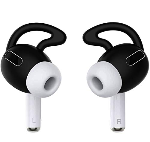 Rayker[Anti-Slip] Eartips Earhook Replacement for Airpods Pro, 6 Pairs Silicone Ear Loop Ear Gel Sport Eartips Anti-Lost Keep AirPods Pro in Ear, Design for Outdoors AirPods Pro Sport, 6 Pairs, Black
