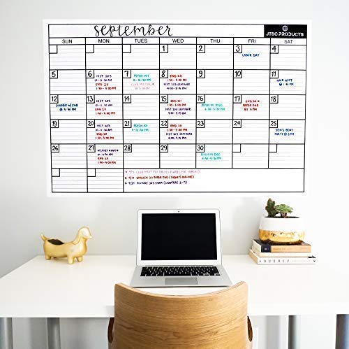Dry Erase Wall Calendar 24x36 inch Monthly planner Undated Laminated, Includes Accessories