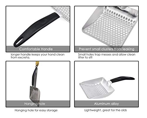 DS. DISTINCTIVE STYLE Cat Litter Scoop Deep Shovel Metal Sifter (Small Round Holes)