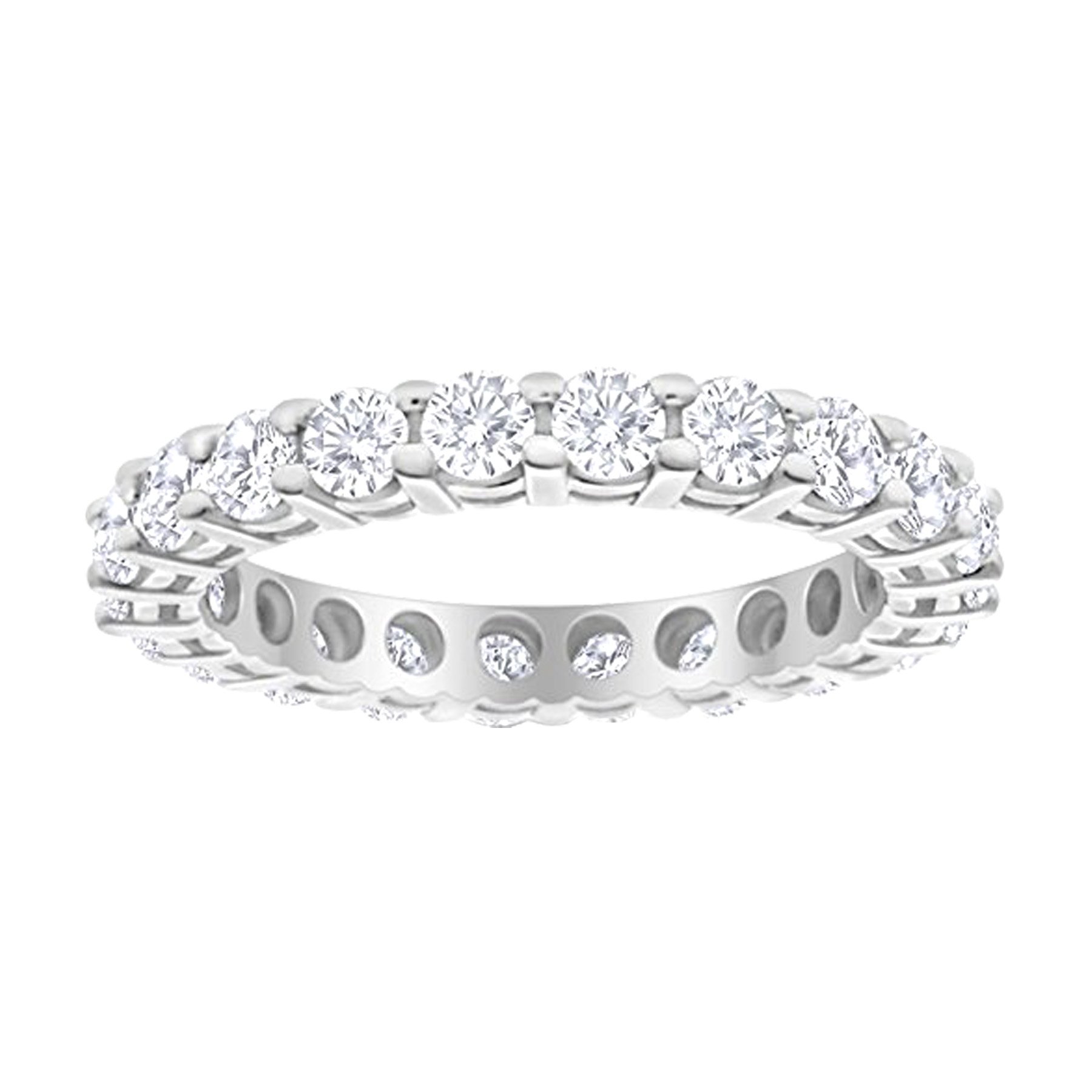 2 Carat (ctw) 14K White Gold Round Diamond Ladies Eternity Wedding Anniversary Stackable Ring Band Luxury Collection (D-E Color VS1-VS2 Clarity)