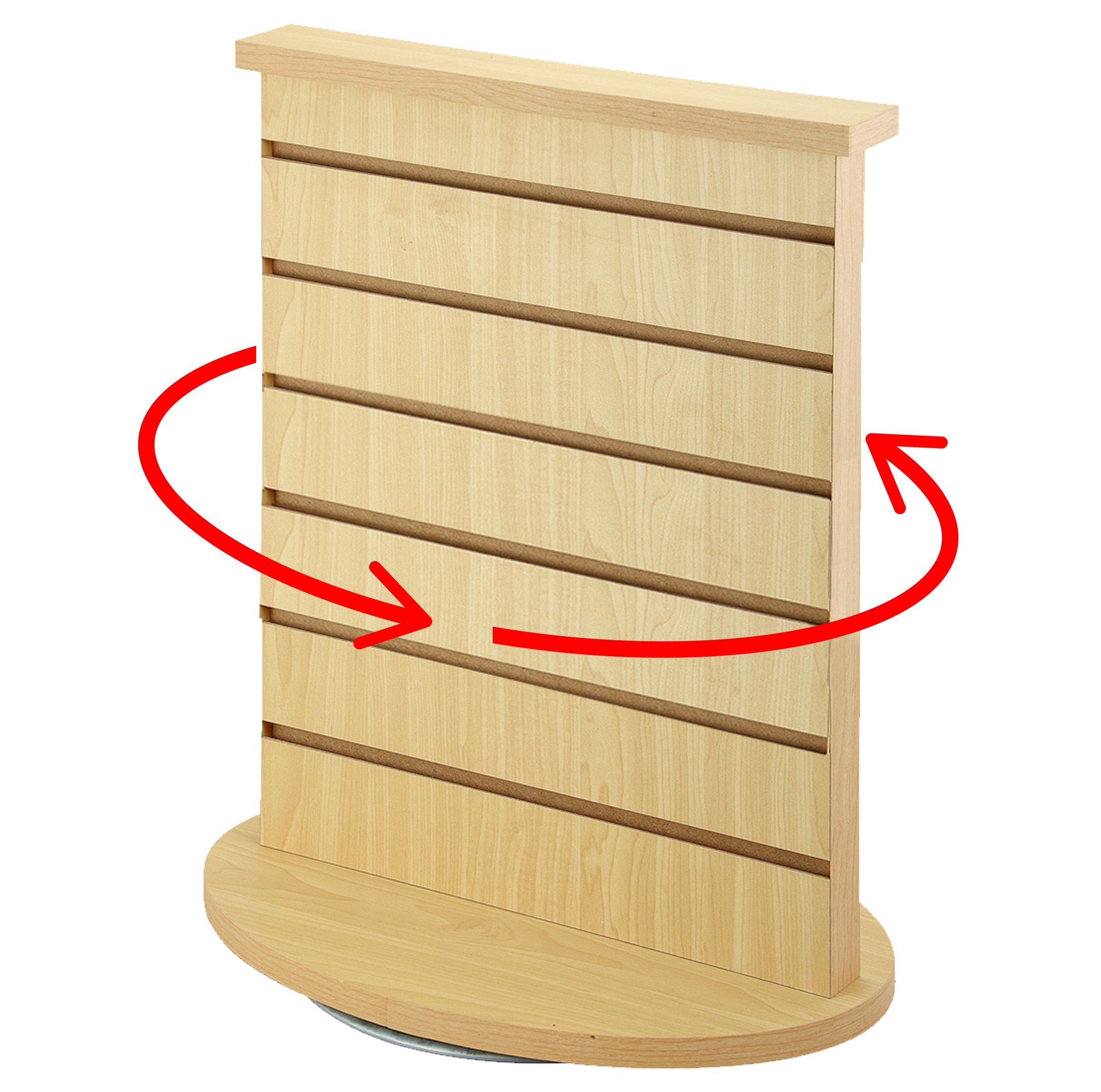 AMKO WD2CT Slatwall Merchandiser, Rotating Countertop Display – Spinning Rack with Maple Finish. Retail Store Fixtures and Equipment
