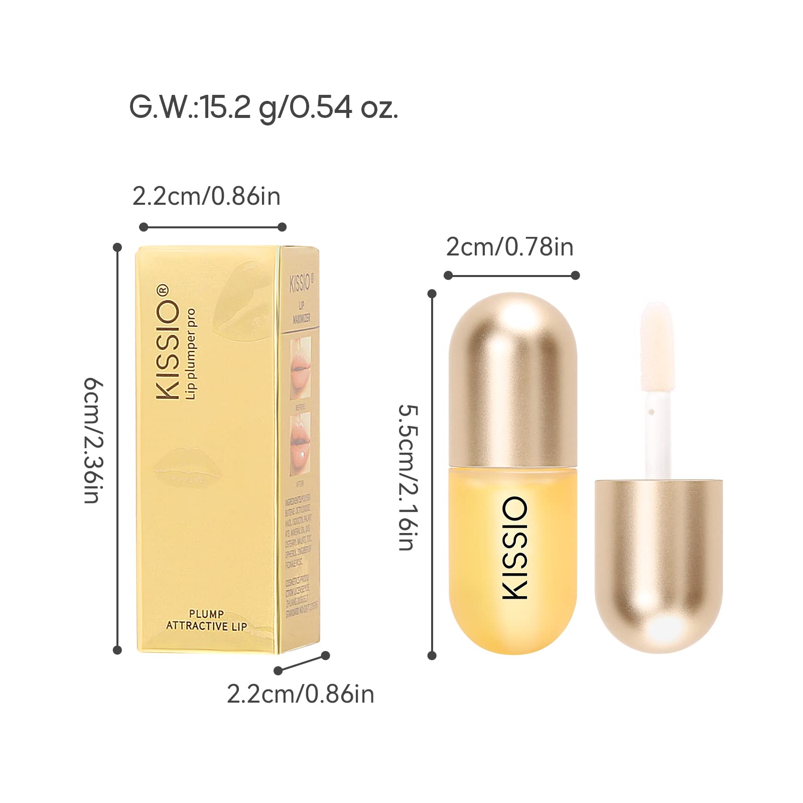 KISSIO Lip Plumper,Day Lip Plumper,Lip Enhancer,Plant Extracts Plumping Lip Serum,Lip Plumping Balm,Moisturizing Clear Lip Gloss for Fuller Lips and Hydrated Beauty Lips 5.5ml (06 Clear)