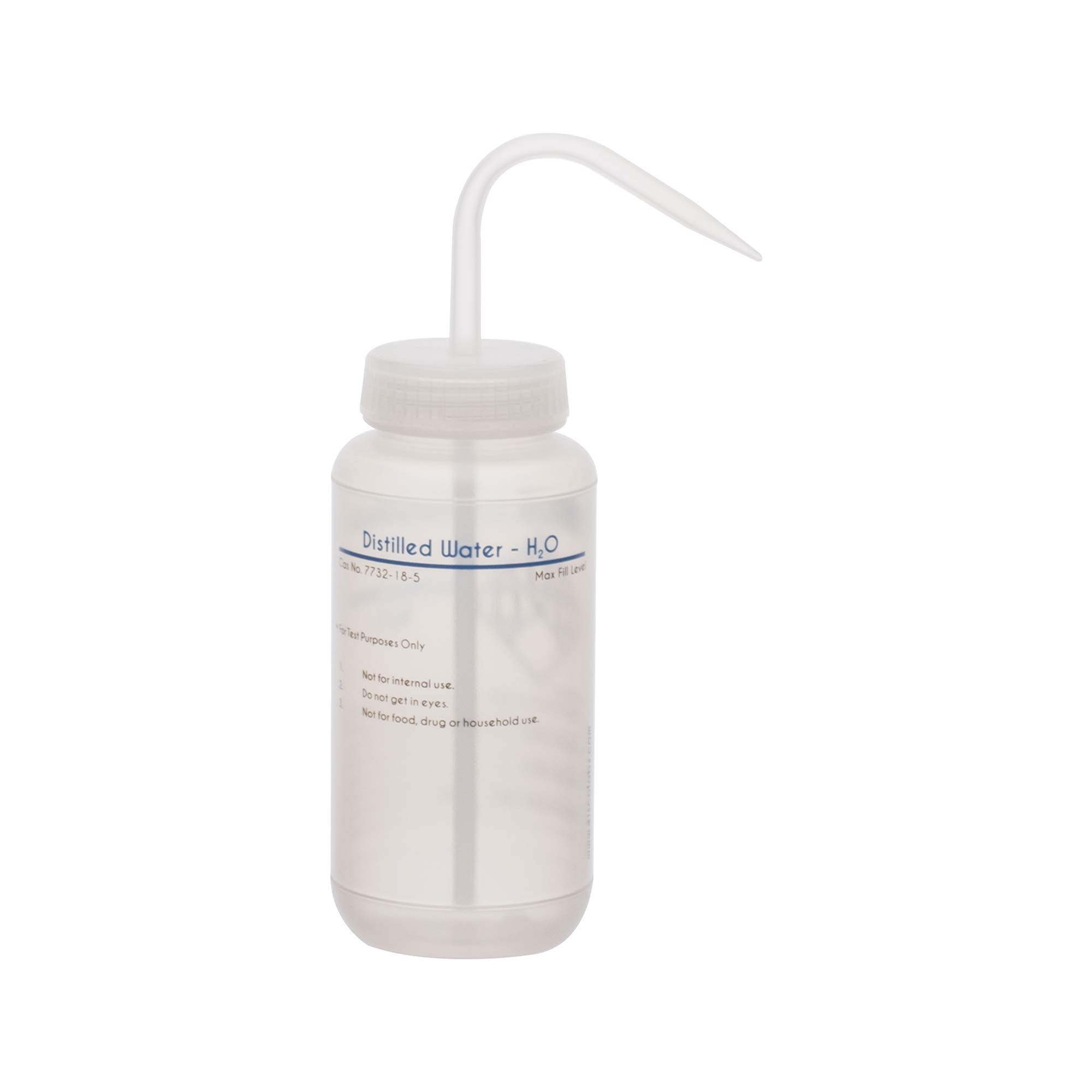 EISCO Wash Bottle for Distilled Water, 500ml - Labeled with Color Coded Chemical & Safety Information (2 Color) - Wide Mouth, Self Venting, Low Density Polyethylene Labs