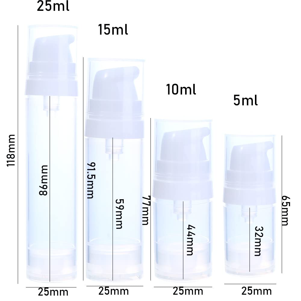1pcs Mini Airless Refillable Lotion Bottles,Portable Travel Vacuum Pump Bottles Transparent Airless Pump Vacuum Toiletries Container(5ml)