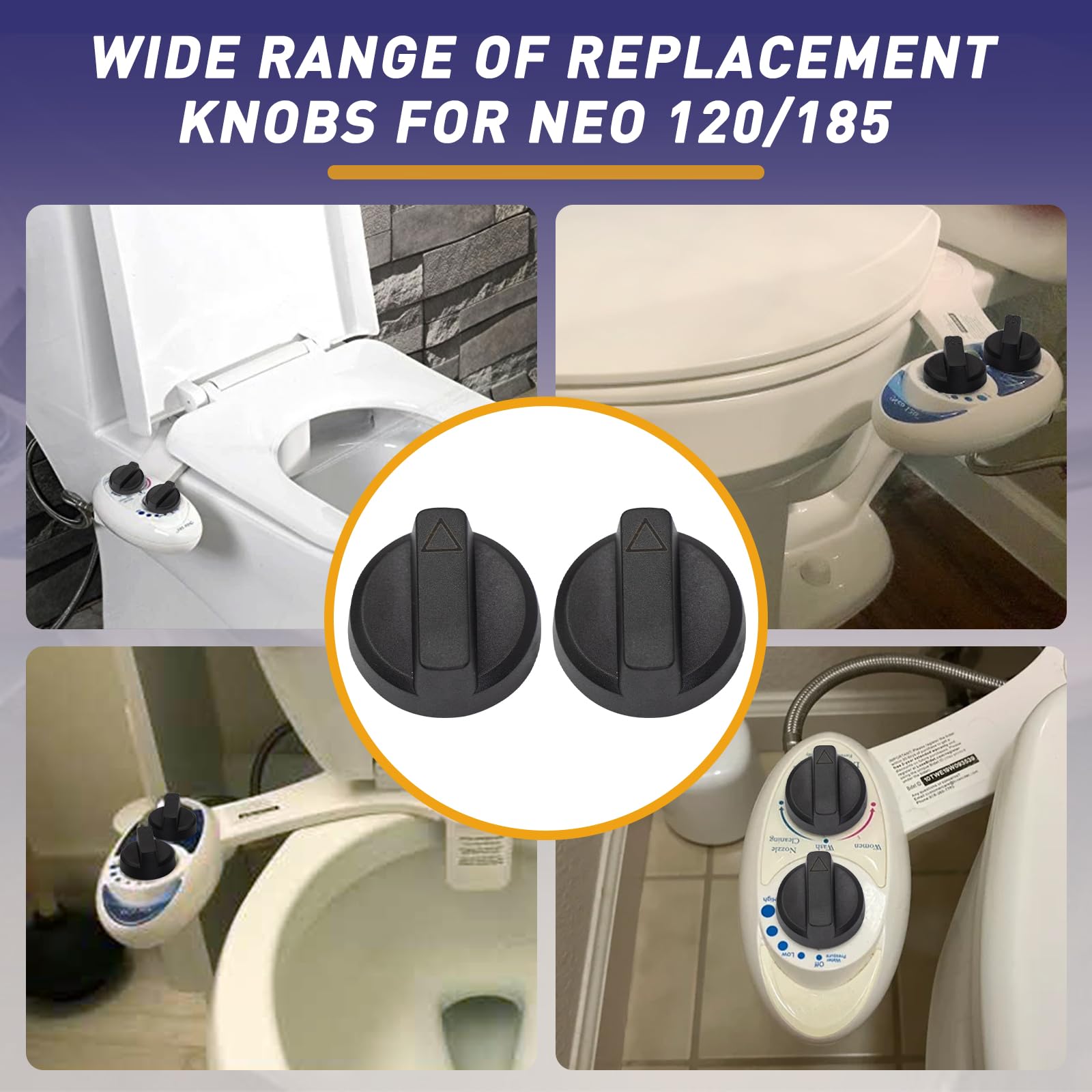 2-Pack Replacement Knob for Luxe Bidet Neo 120 & Neo 185, Knob Accessories for Luxe Bidet Neo 120 & Neo 185(Black)