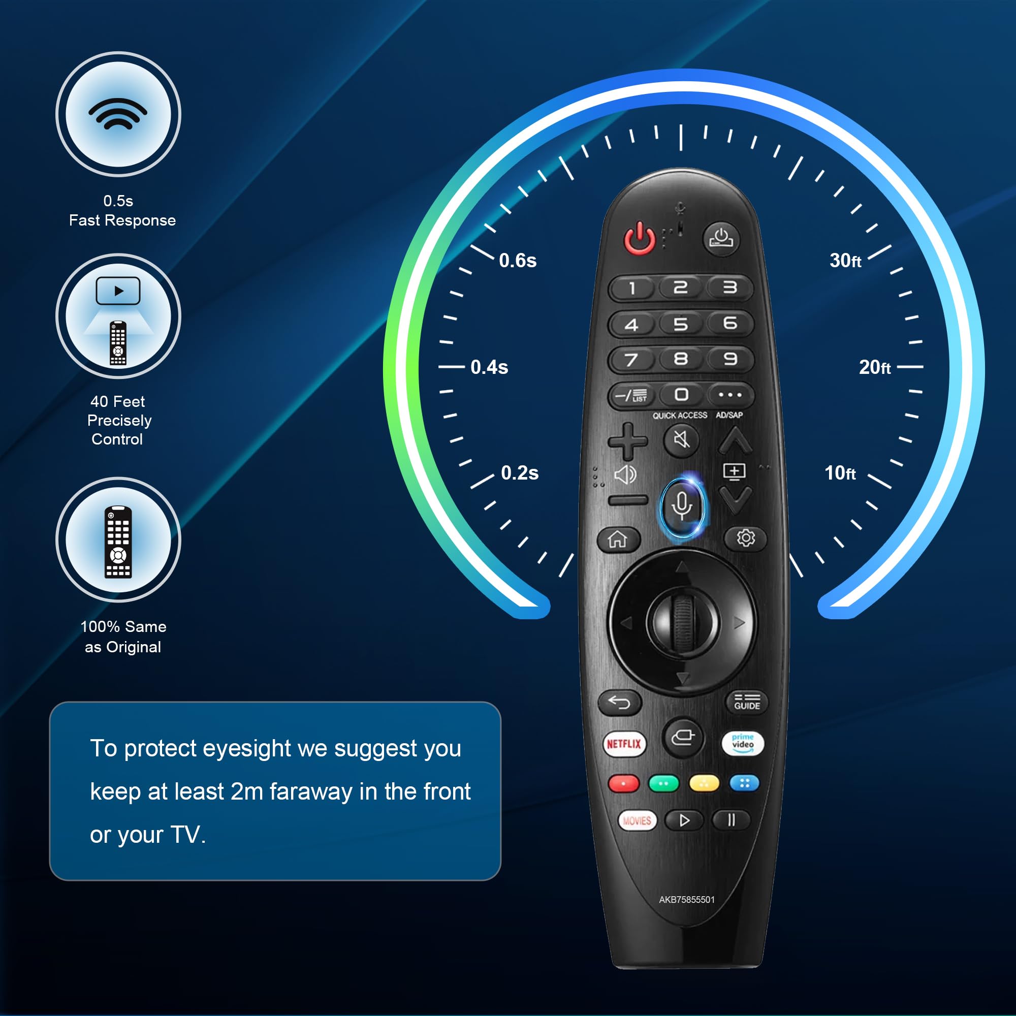 2 Pack Universal TV Remote Control for LG Smart TV Remote Replacement for All LG Smart TVs Models AKB75095307 AKB75375604 AKB74915305 New TV Remote with Netflix Prime Video Shortcut Buttons
