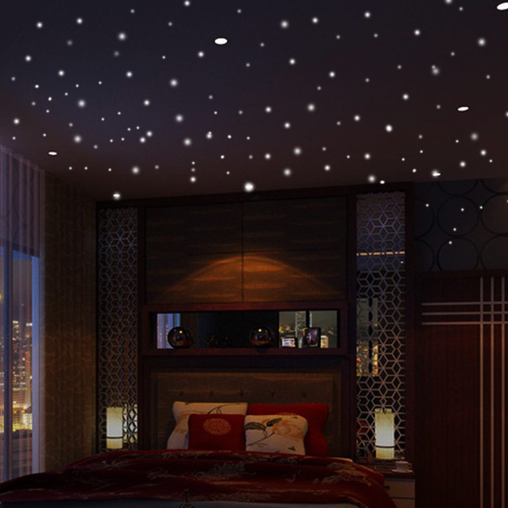 AkoMatial Glow in The Dark Stars for Ceiling or Wall Stickers Luminous Dots Decals Galaxy Glow Star Set for Kids Bedroom Decoration 104Pcs