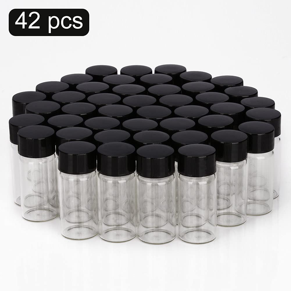 stonylab Clear Glass Sample Vials with Cap, Screw Cap Sample Vials Clear Glass Liquid Sampling Bottle Reagent Bottle with Cap Closure (10ml (42 Packs))