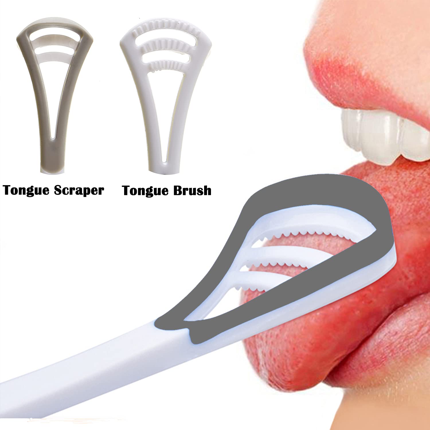 SillyCute Toothbrush & Tongue Scraper with Portable Toothbrush Travel Case Multifunctional Toothpaste Holder Cup for Camping, Hiking, Hotel, Office, Home, School Supplies, Travel Kit, 2 Counts