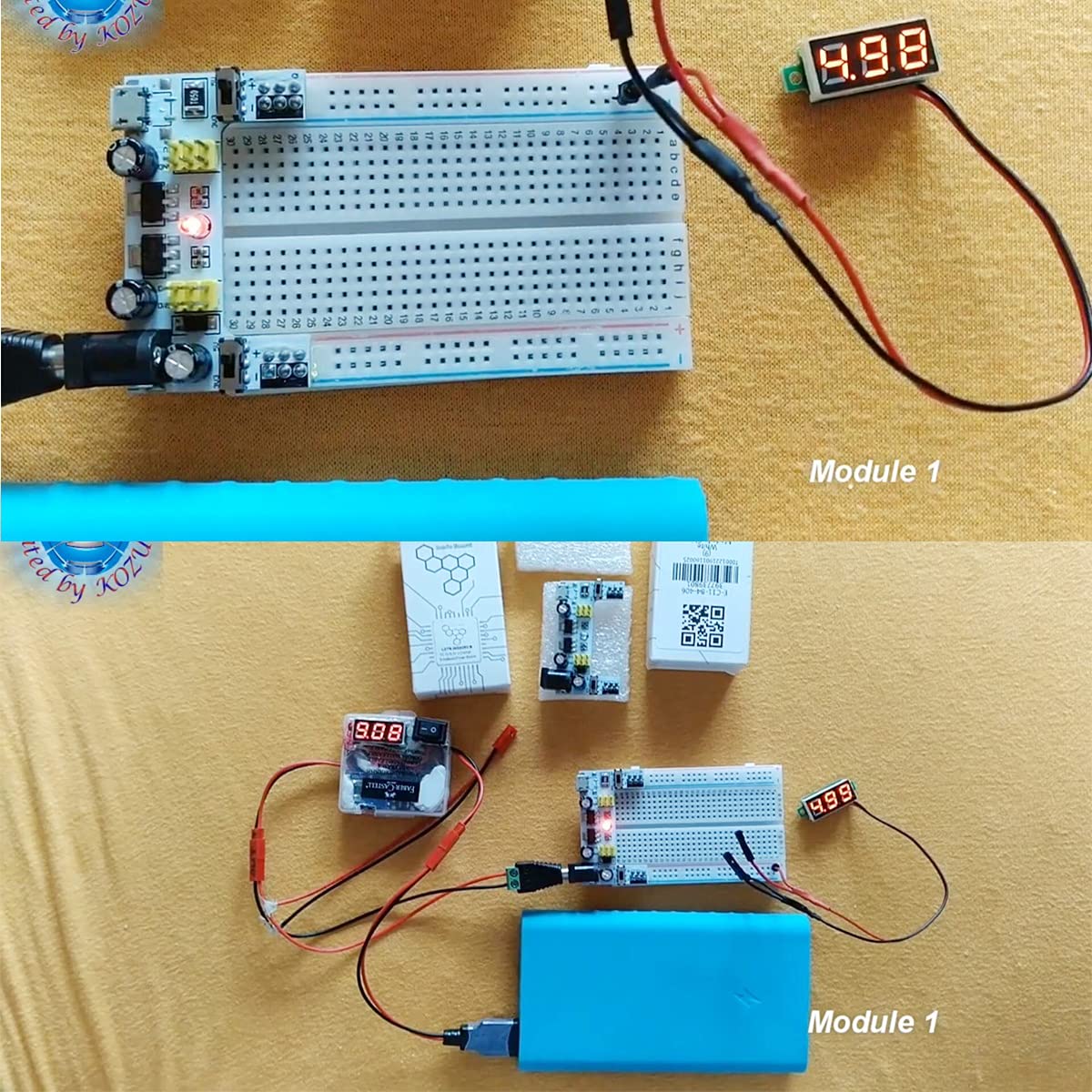 DKARDU DC 5V/3.3V 2 Channel Breadboard Power Module Mini USB Interface+ MB-102 Breadboard+Solderless Flexible Breadboard Jumper Wires Cable with Mini USB Cable for Arduino