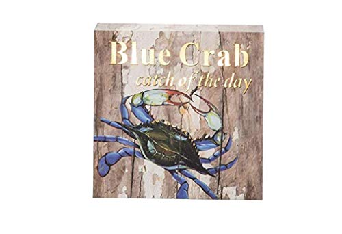 Beachcombers B22545 Blue Crab LED Block, 5.9-inch Square