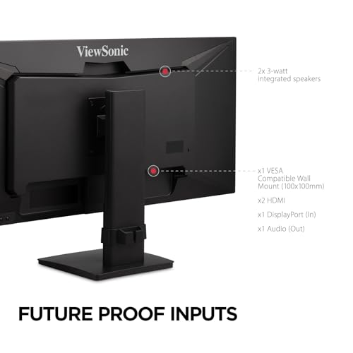 ViewSonic VA3456-MHDJ 34 Inch 21:9 Ultrawide WQHD 1440p IPS Monitor with FreeSync (Renewed)